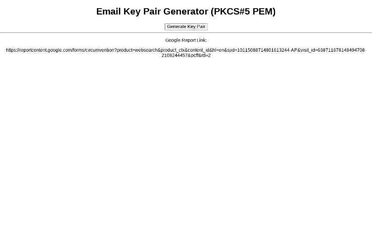 Email Key Pair Generator (PKCS#5 PEM)