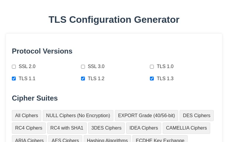 TLS Configuration Generator