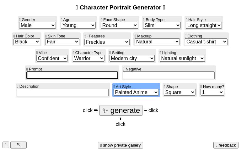 🎭 Character Portrait Generator 🎨