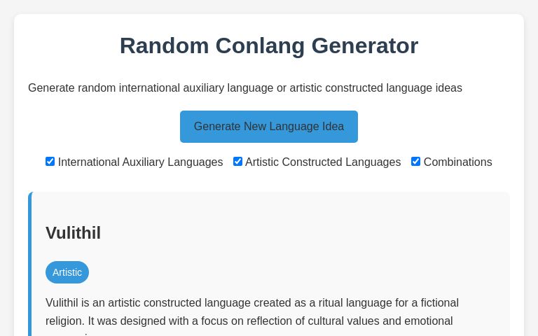 Random Conlang Generator
