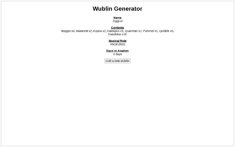 Wublin Generator