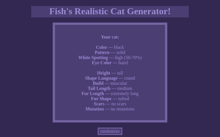 Fish's Realistic Cat Generator!