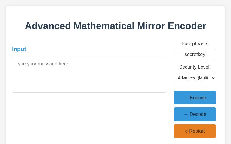 Advanced Mathematical Mirror Encoder ― Perchance Generator