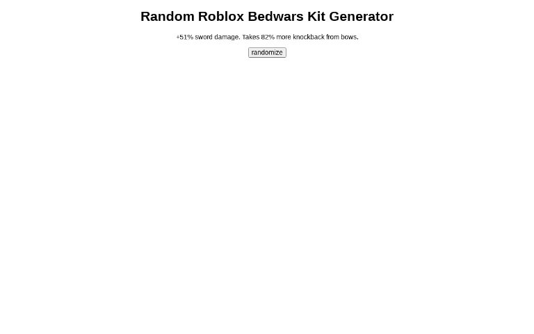 Random Roblox Bedwars Kit Generator