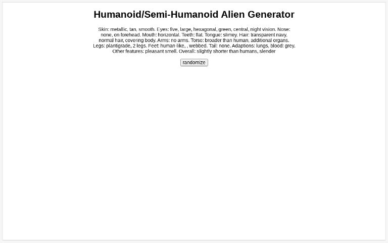 Humanoid/Semi-Humanoid Alien Generator