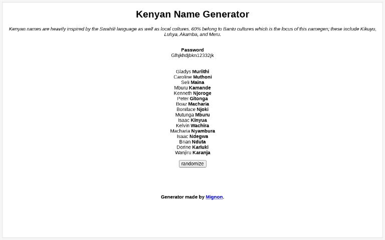 Kenyan Name Generator
