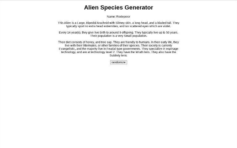 Alien Species Generator