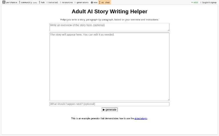 Adult AI Story Writing Helper ― Perchance Generator