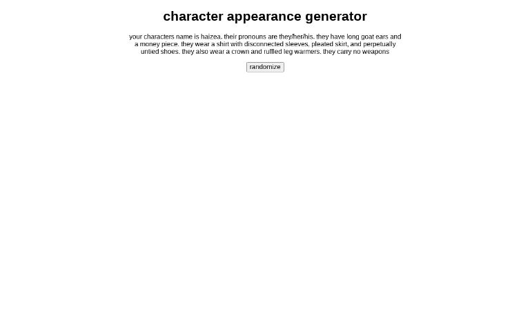 character appearance generator