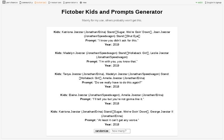 Fictober Kids and Prompts Generator