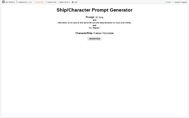 Ship/Character Prompt Generator