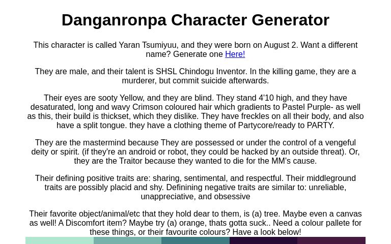 Danganronpa Character Generator