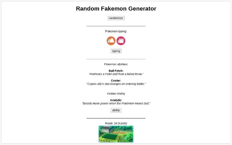 Random Fakemon Generator