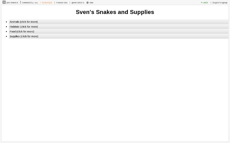 Sven's Snakes and Supplies ― Perchance Generator