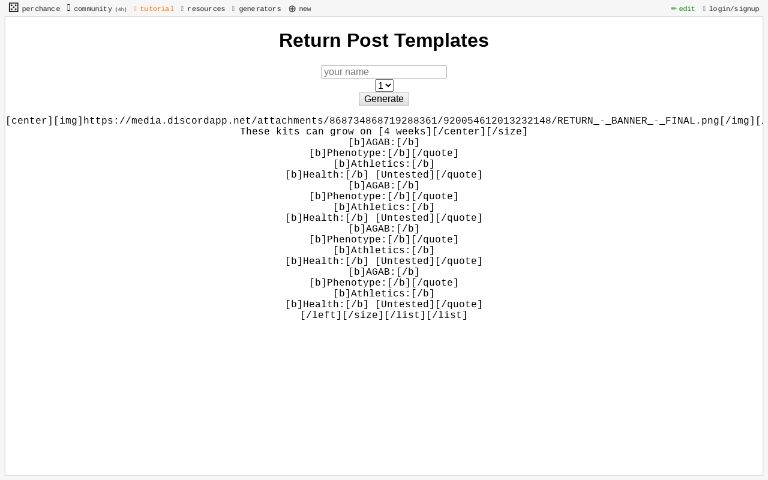 Return Post Templates ― Perchance Generator