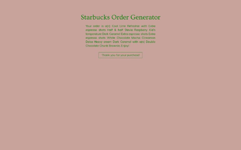 Starbucks Order Generator