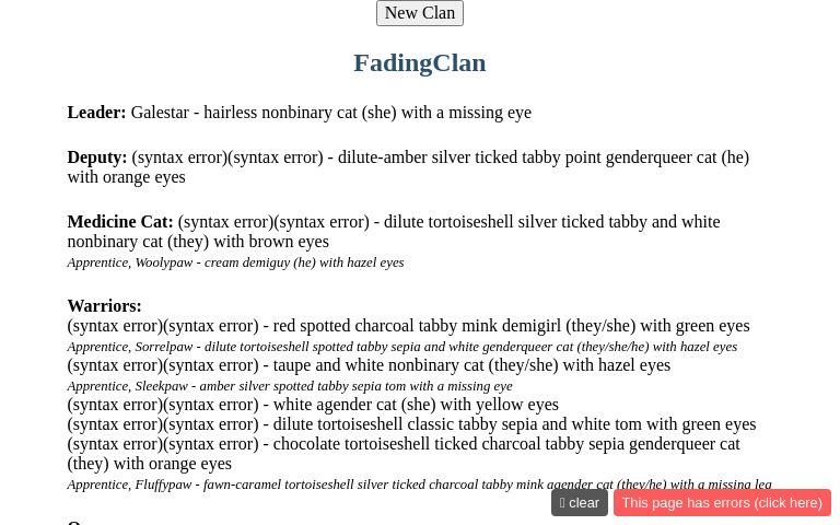 SpiderClan ― Perchance Generator