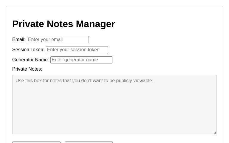 Private Notes Manager ― Perchance Generator