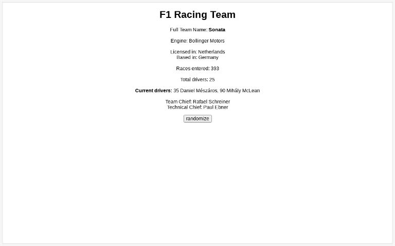 F1 Racing Team ― Perchance Generator