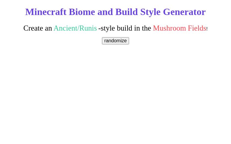Minecraft Biome and Build Style Generator