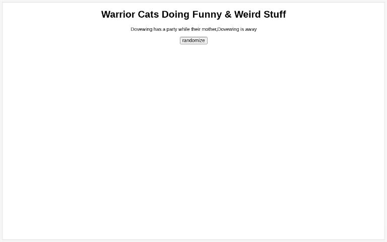 Warrior Cats Doing Funny & Weird Stuff ― Perchance Generator