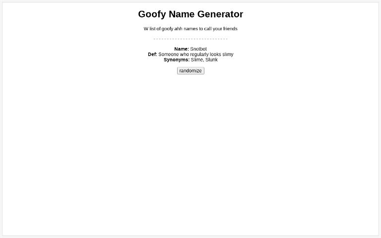 Goofy Name Generator