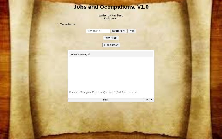 Jobs and Occupations. V1.0 ― Perchance Generator
