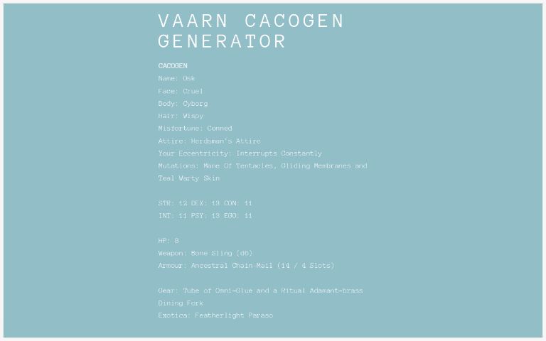 Vaarn Cacogen Generator