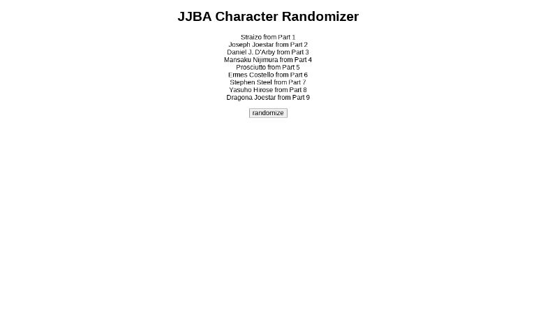 JJBA Character Randomizer ― Perchance Generator