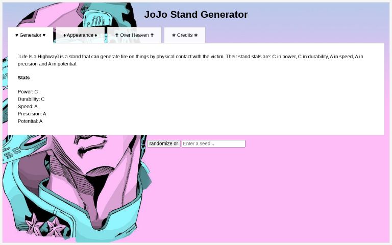 JoJo Stand Generator
