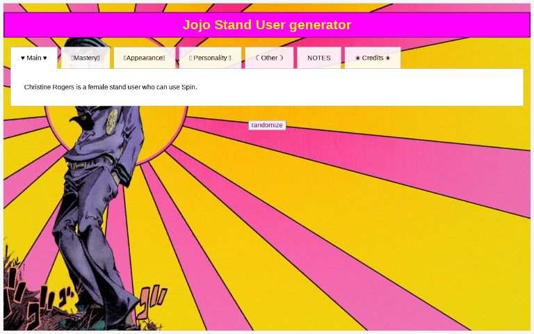 Jojo Stand User Generator