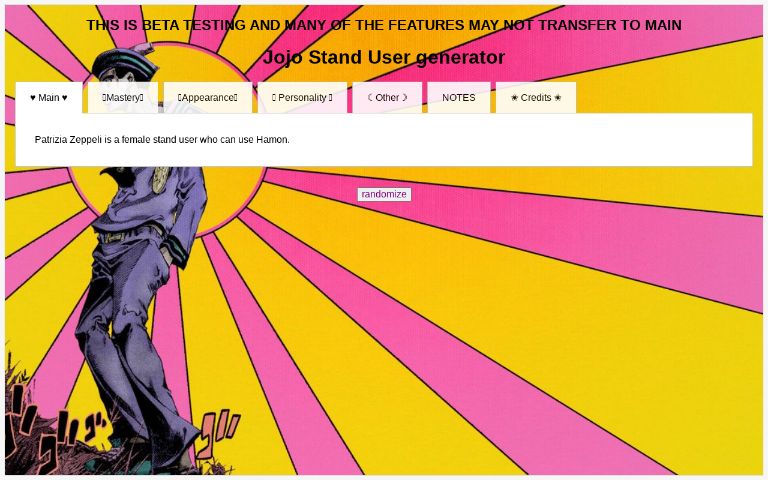 Jojo Stand User generator