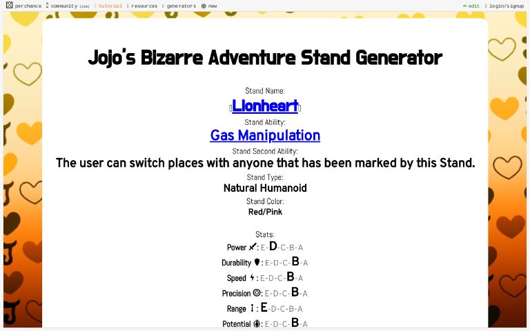 Jojo's Bizarre Adventure Stand Generator