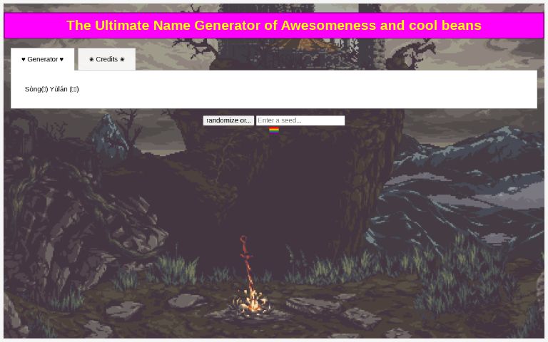 The Ultimate Name Generator of Awesomeness and cool beans