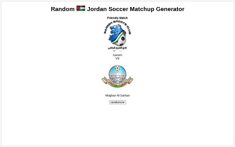 Random Jordan Soccer Matchup Generator
