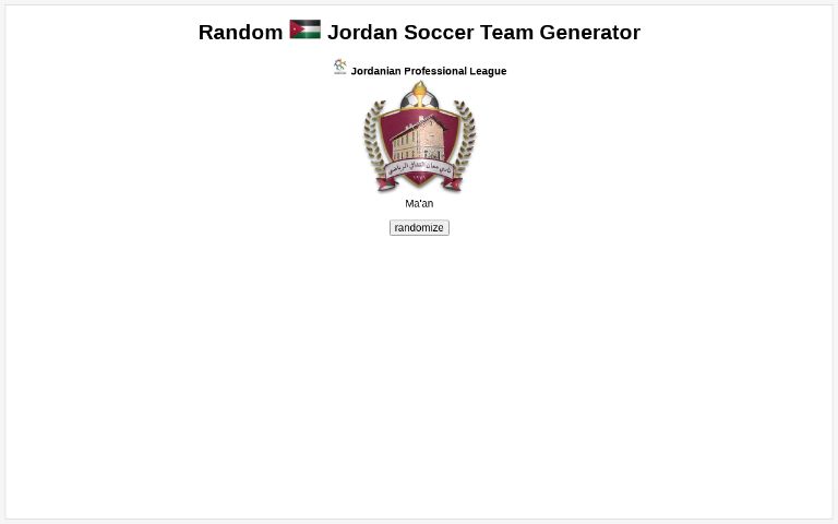 Random Jordan Soccer Team Generator