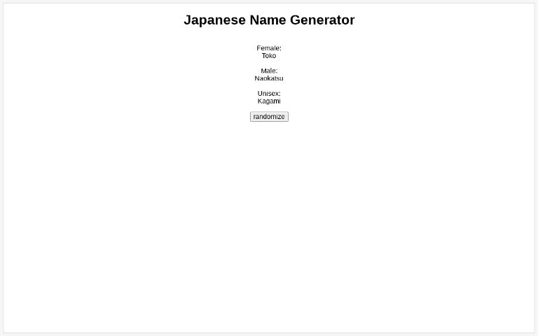 Japanese Name Generator