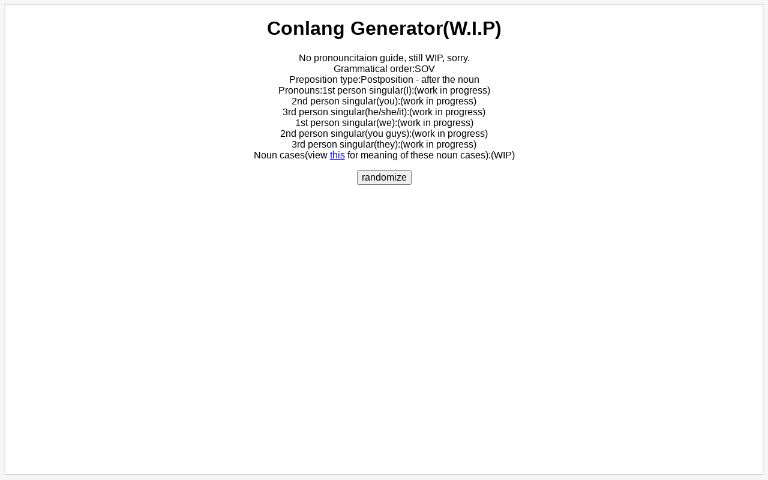 Conlang Generator(W.I.P)