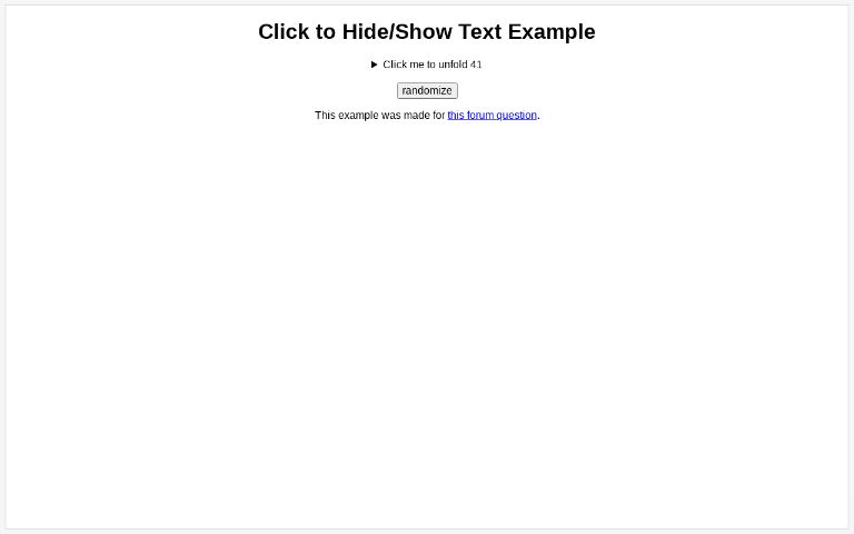 Click to Hide/Show Text Example ― Perchance Generator