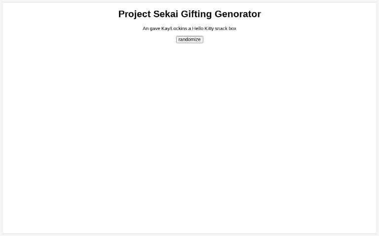 Project Sekai Gifting Genorator ― Perchance Generator