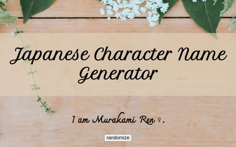 Japanese Character Name Generator