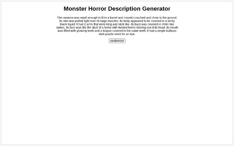 Monster Horror Description Generator