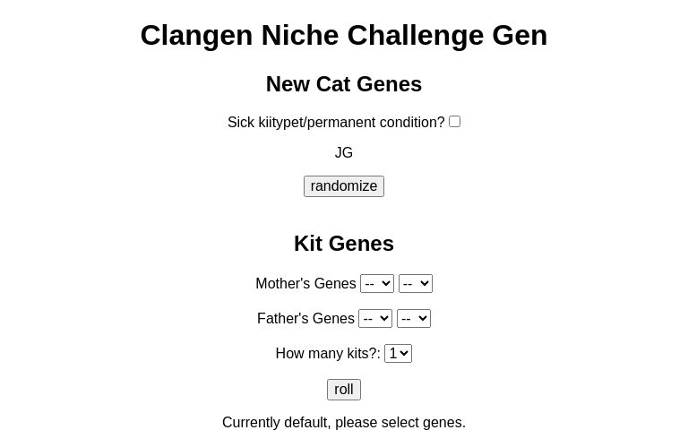 Clangen Niche Challenge Gen