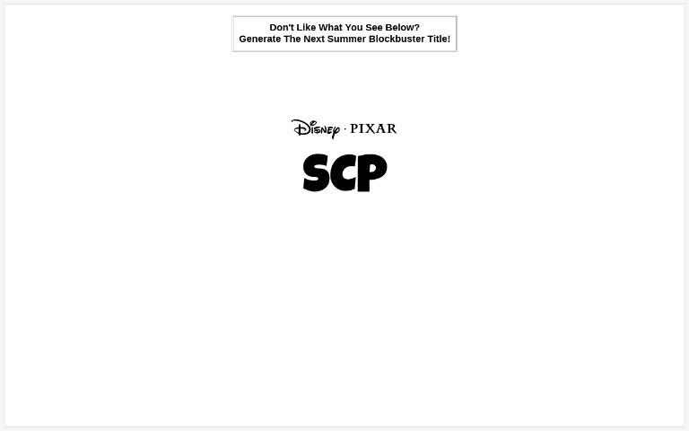 Disney Pixar Movie Titles ― Perchance Generator