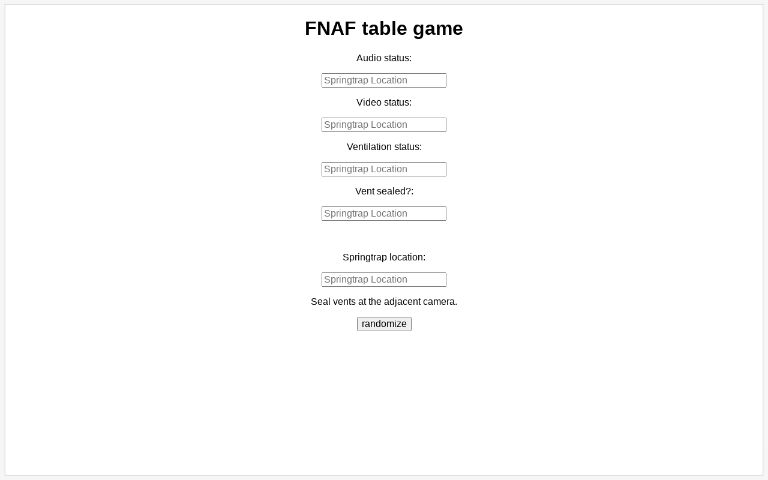 FNAF table game ― Perchance Generator