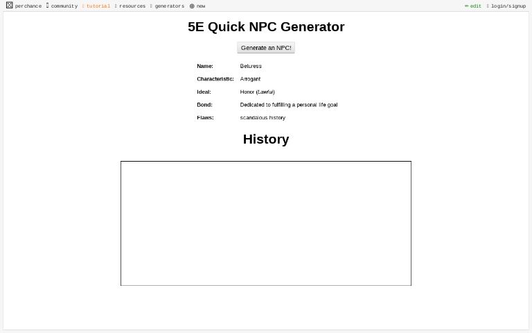 5E Quick NPC Generator