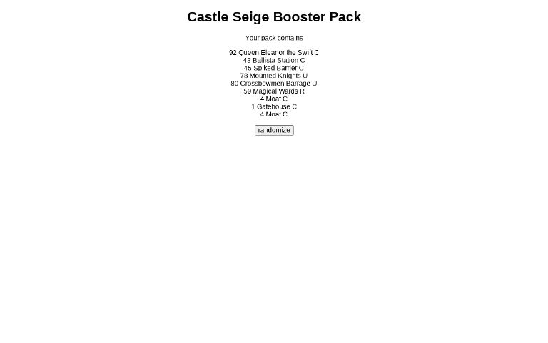 Castle Seige Booster Pack ― Perchance Generator