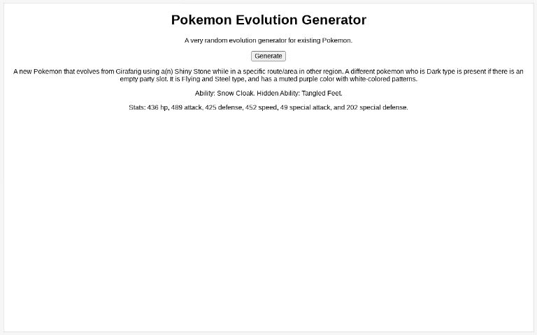 Pokemon Evolution Generator [test]