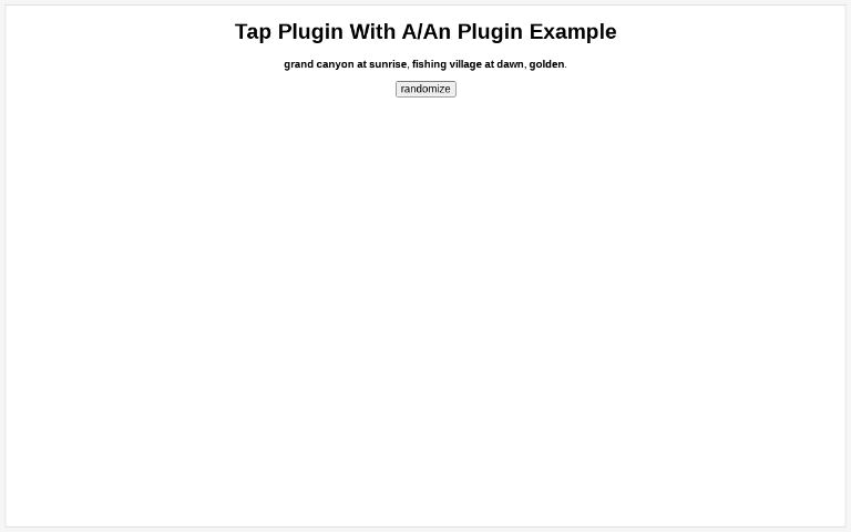 Tap Plugin With A/An Plugin Example