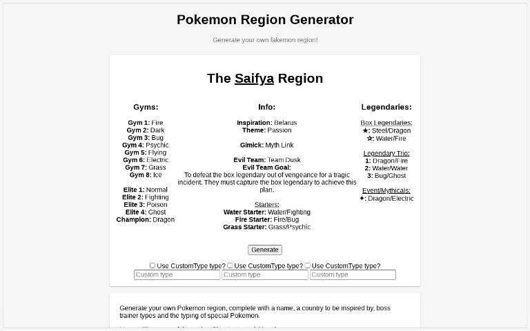 Pokemon Region Generator